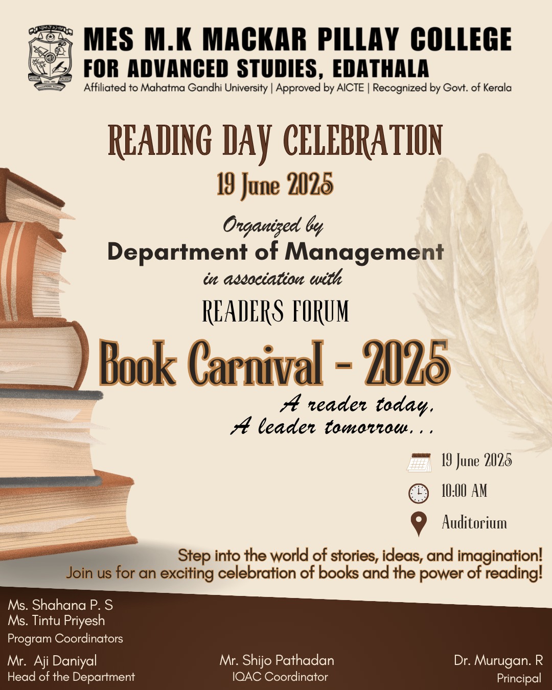 National Reading Day Celebrations 2025 – MES MK Mackar Pillay College ...